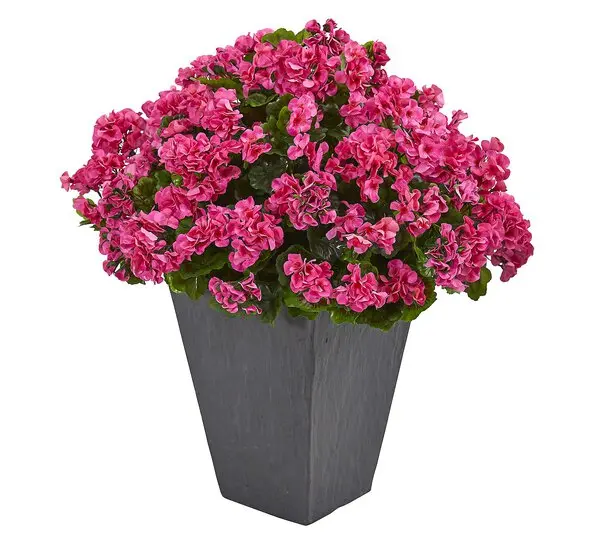 NEARLY NATURAL Geranium Artificial Plant In Planter Nearly Atural - One-color