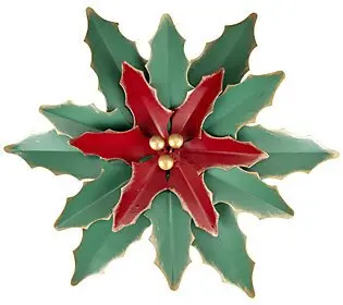 NORTHLIGHT Norhtlight 14' Green & Red Metal Poinsettia Wal Hanging - One-color