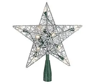 NORTHLIGHT 9' Lighted Silver Wire Star Christma Tree Topper - One-color