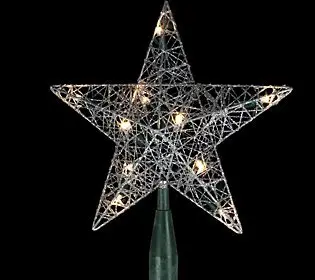 NORTHLIGHT 9' Lighted Silver Wire Star Christma Tree Topper