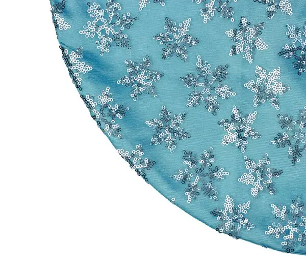 NORTHLIGHT 20' Blue Sequin Snowflake Mini Chris Mas Tree Skirt
