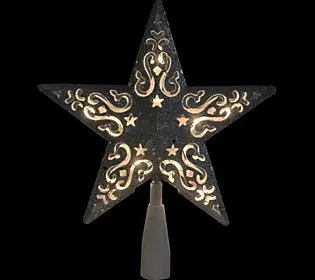 NORTHLIGHT 8.5' Silver Glitter Star Lit Cut Out Design Topper