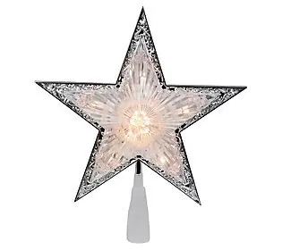 NORTHLIGHT 9' Lit Silver & Clear Crystal 5 Poin Star Topper - One-color
