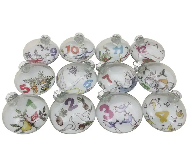 NORTHLIGHT 12ct Clear 'the Twelve Days Of Chris Mas' Ornaments - One-color