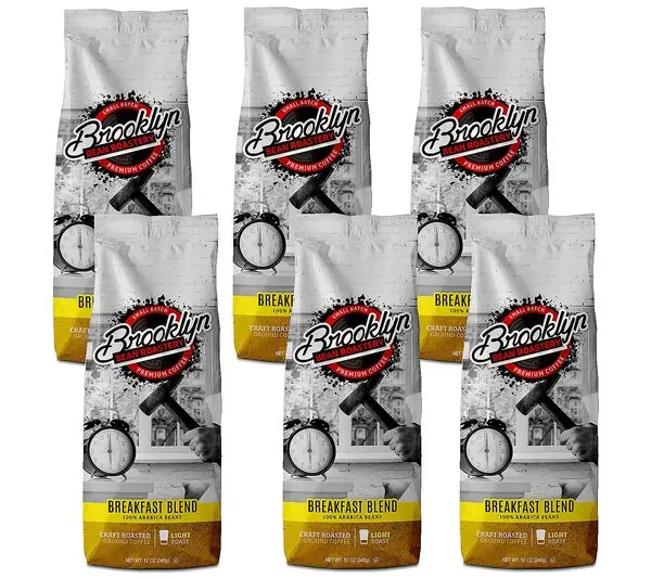 BROOKLYN BEAN ROASTERY Brooklyn Beans S/6 12-oz Breakfast Blend Ground Coffee Bags - One-color