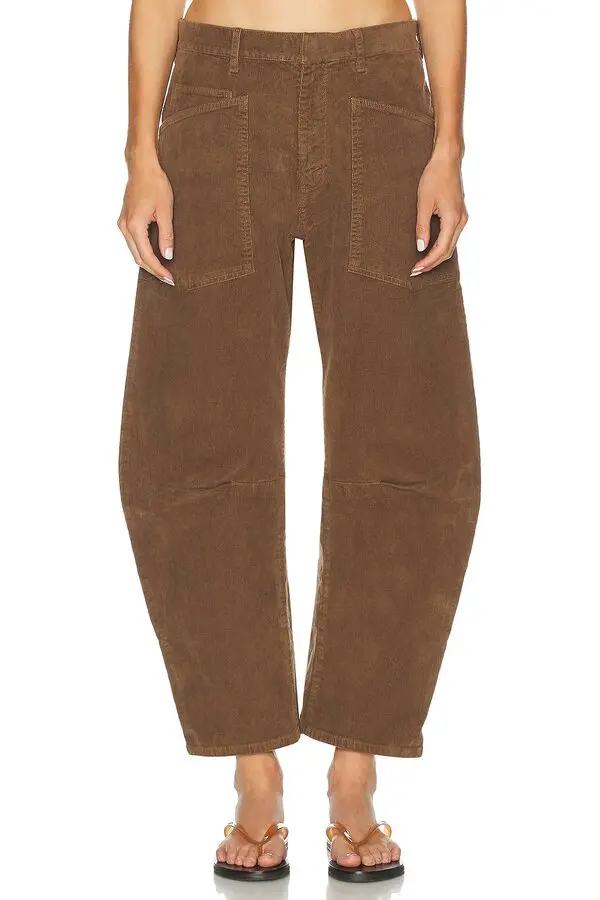 NILI LOTAN Shon Barrel Leg Corduroy Pants - Hazelnut
