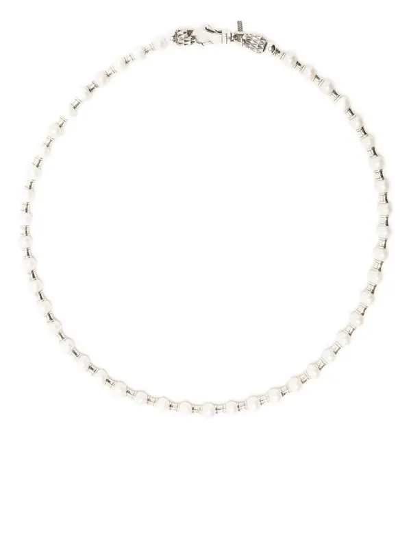 Emanuele Bicocchi Bead-embellished Pearl Necklace - Silver