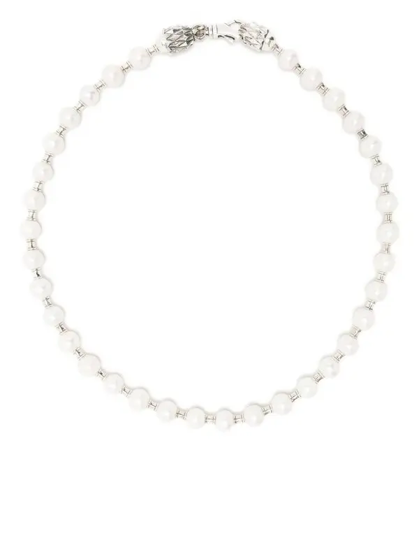 Emanuele Bicocchi Bead-embellished Pearl Necklace - Silver