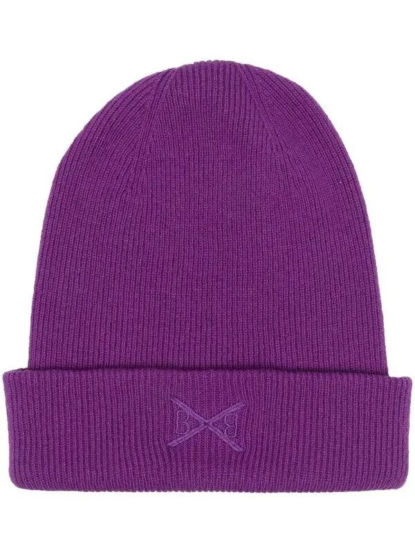 BARRIE Ribbed Cashmere Beanie - Purple