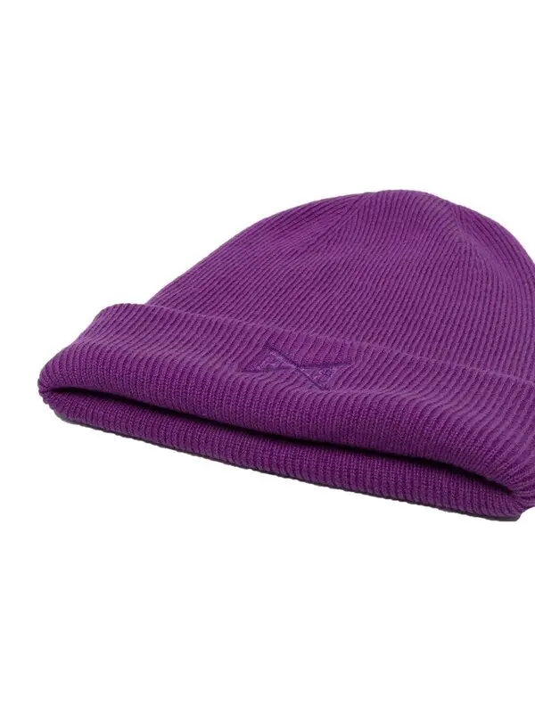 BARRIE Ribbed Cashmere Beanie - Purple