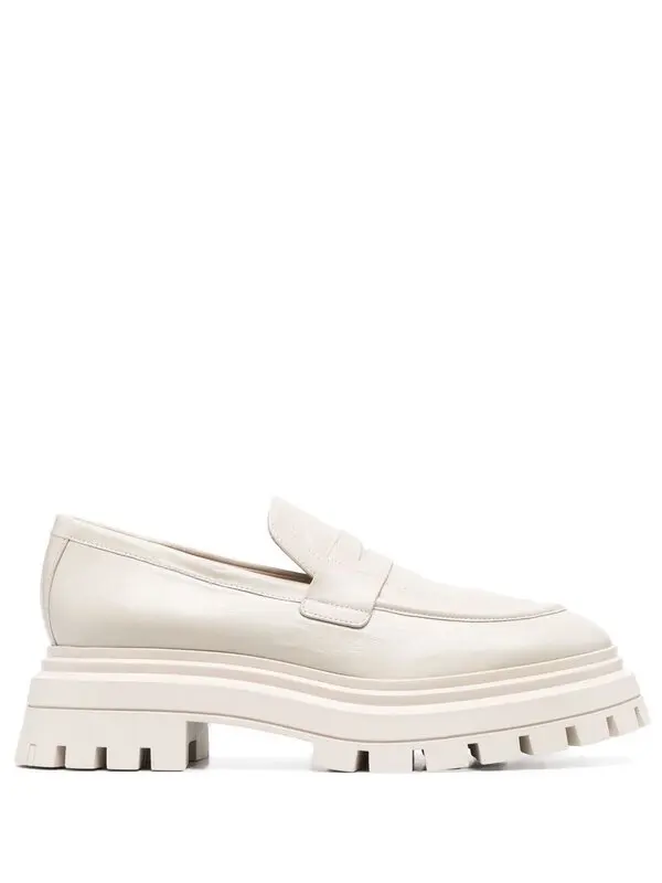 STUART WEITZMAN Almond-toe Leather Loafers - Neutrals