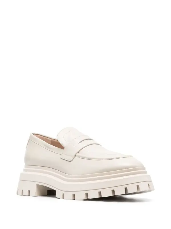STUART WEITZMAN Almond-toe Leather Loafers - Neutrals