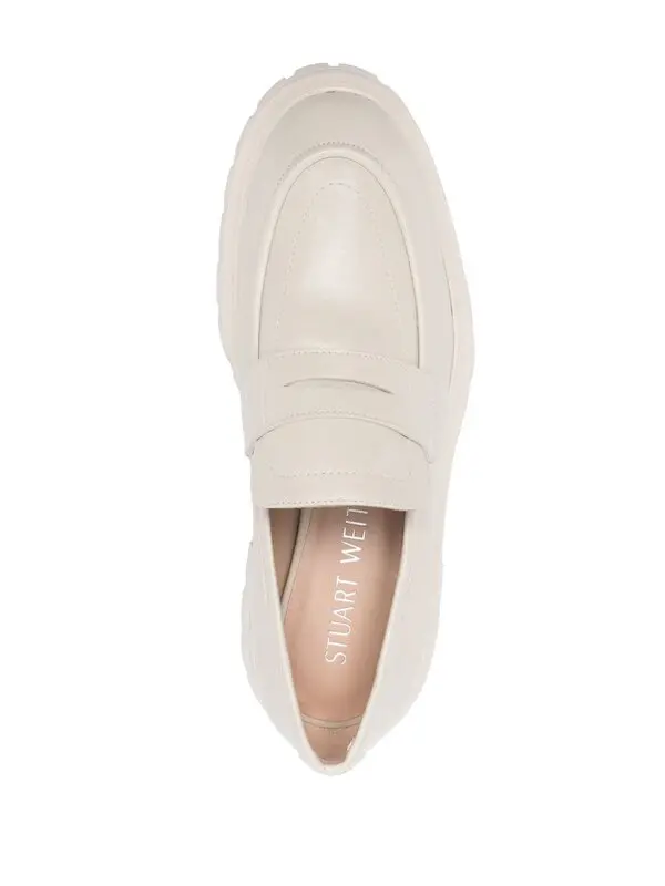 STUART WEITZMAN Almond-toe Leather Loafers - Neutrals