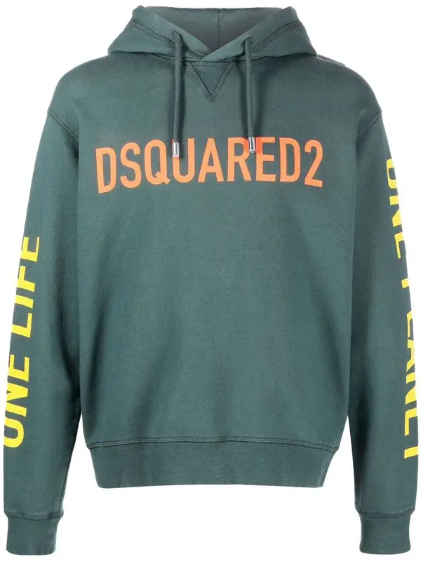 Dsquared2 Slogan-print Cotton Hoodie - Green