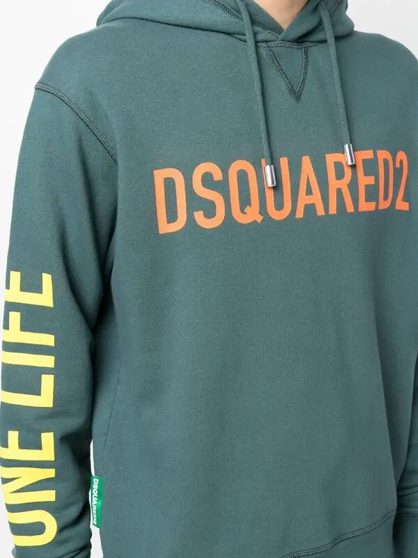 Dsquared2 Slogan-print Cotton Hoodie - Green