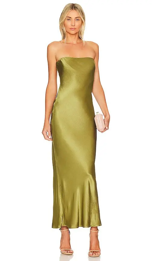 SNDYS. Strapless Midi Dress - Olive