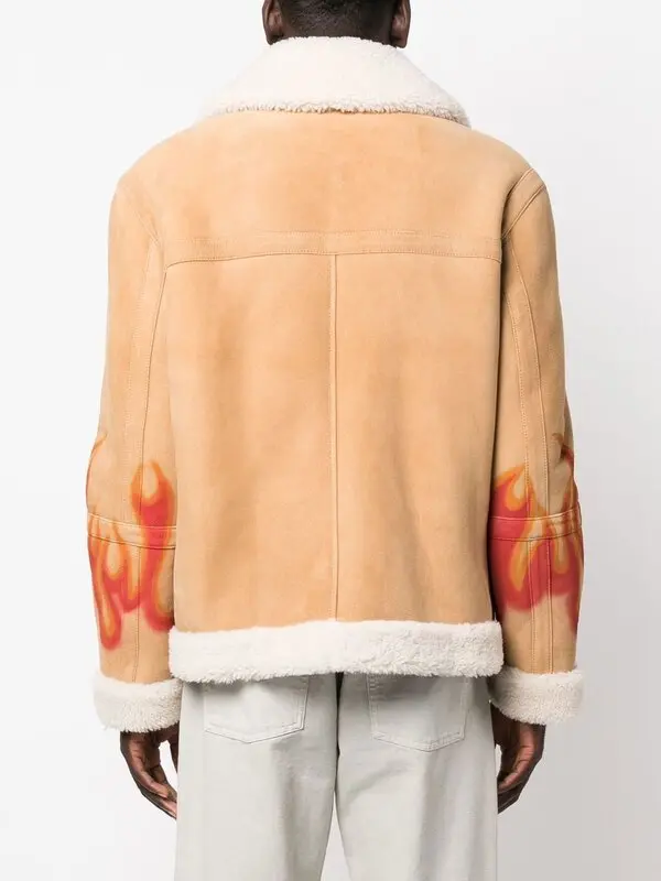 Palm Angels Flames Sherpa Trucker Jacket