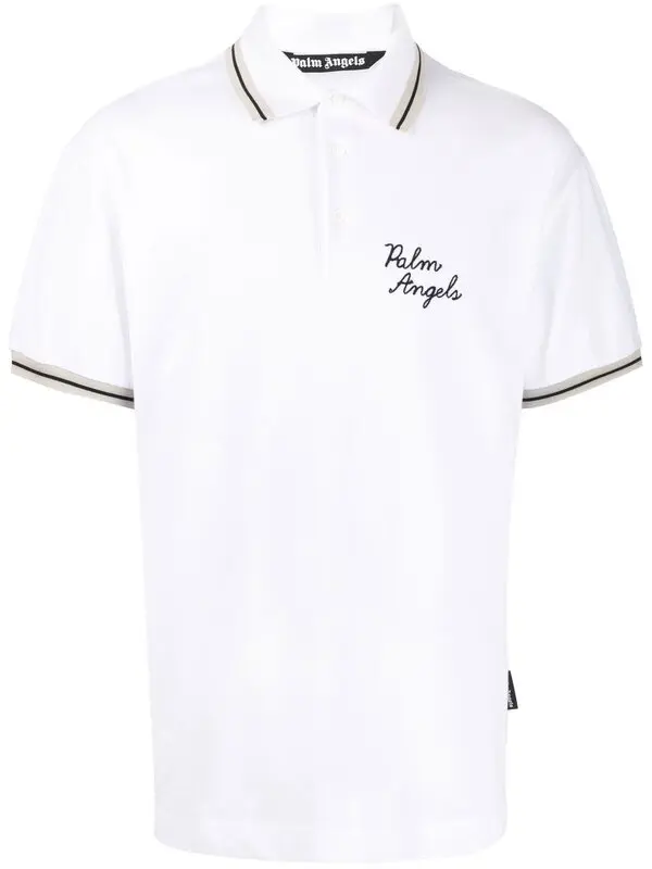 Palm Angels Logo-embroidered Polo Shirt - White