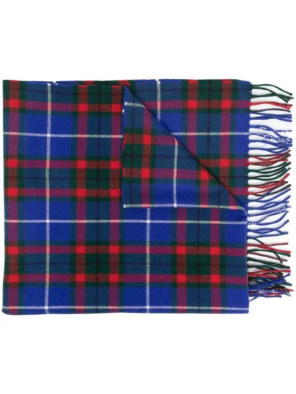 Marni Check-pattern Knitted Scarf - Blue