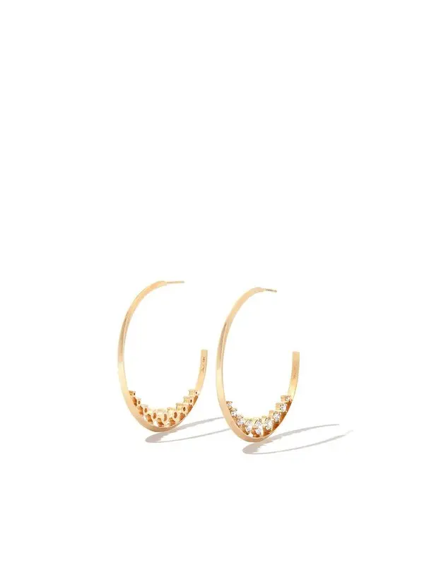 Lizzie Mandler Clat Diamond Hoop Earrings - Gold