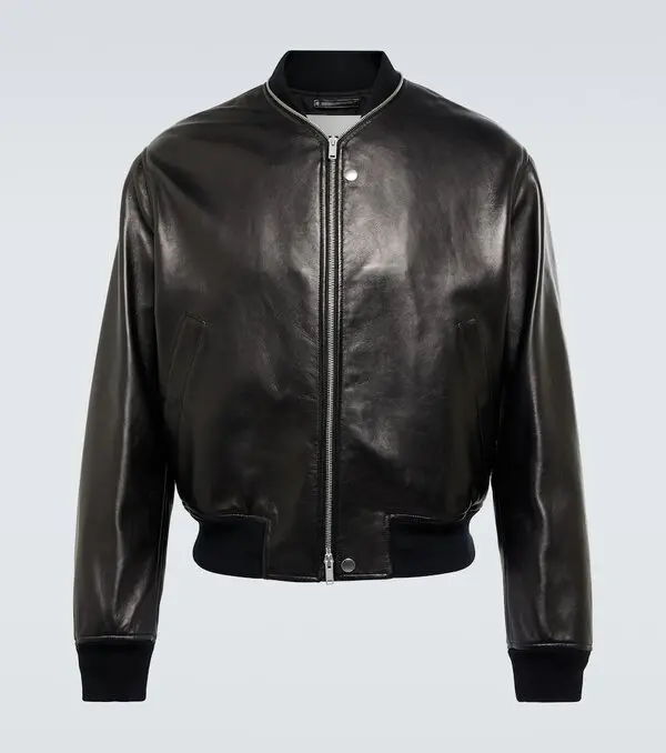 JIL SANDER Leather Bomber Jacket