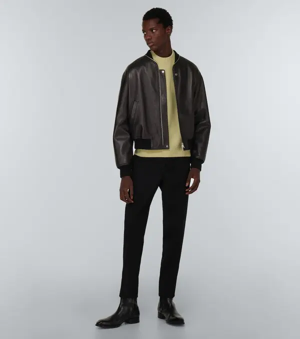 JIL SANDER Leather Bomber Jacket