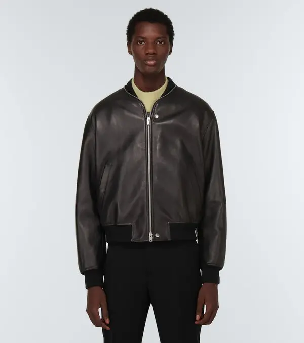 JIL SANDER Leather Bomber Jacket