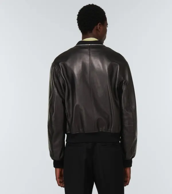 JIL SANDER Leather Bomber Jacket