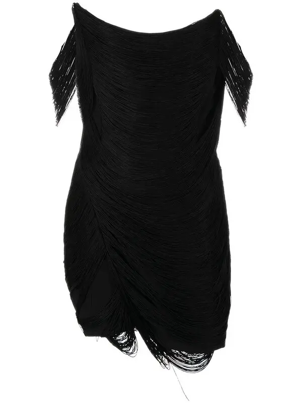 Simkhai Fringe Detail Off-shoulder Dress - Black