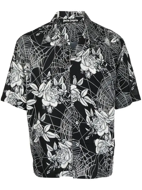 Palm Angels Floral-print Short-sleeve Shirt