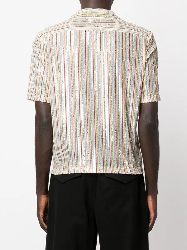 Palm Angels Metallic-finish Short-sleeve Shirt