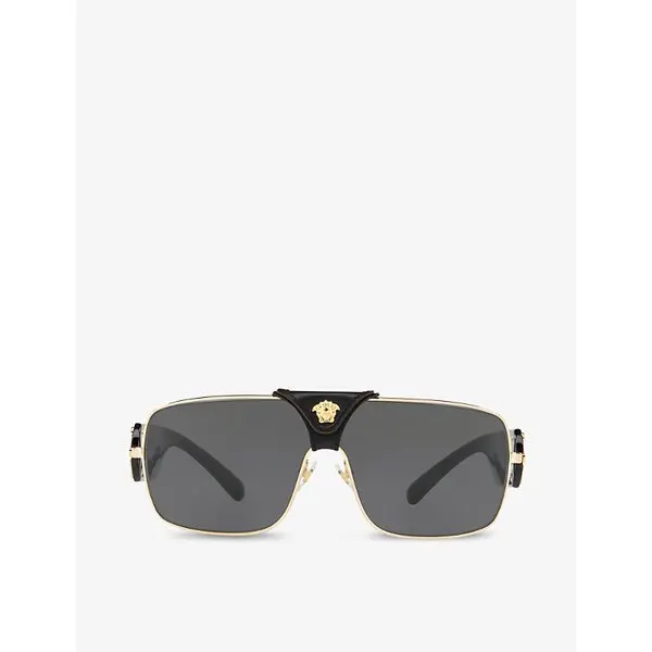 Versace Ve2207q Aviator-frame Sunglasses - Gold