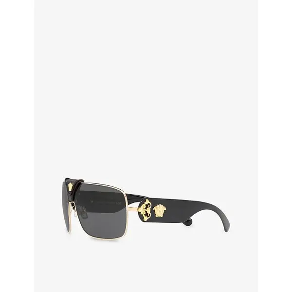 Versace Ve2207q Aviator-frame Sunglasses - Gold
