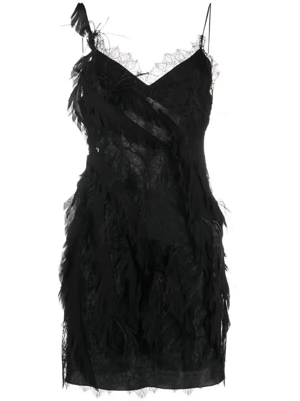 Alberta Ferretti Feather-detail Silk Minidress