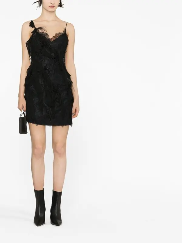 Alberta Ferretti Feather-detail Silk Minidress
