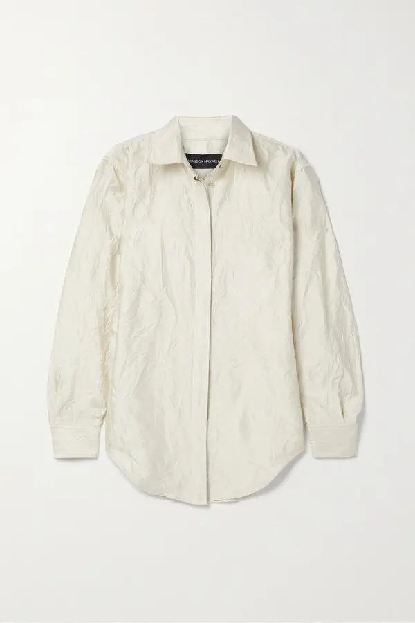 Brandon Maxwell The Allie Crinkled Satin-twill Shirt - Off-white