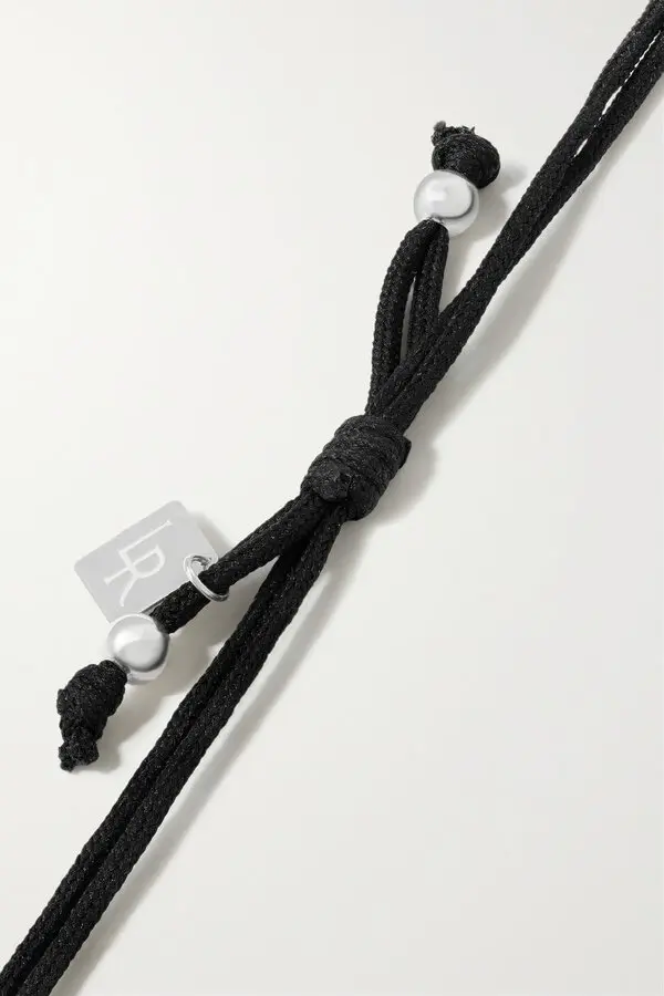 Lauren Rubinski Sterling Silver, Cord, Enamel And Diamond Bracelet