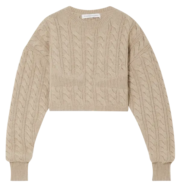 Christopher Esber Cropped Cable-knit Wool And Cashmere-blend Sweater