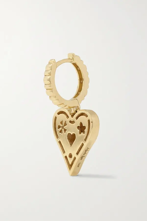 MARLO LAZ Southwestern Heart 14-karat Diamond Earrings