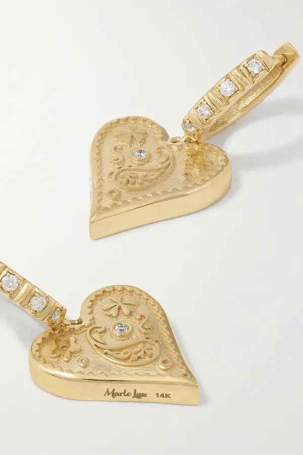 MARLO LAZ Southwestern Heart 14-karat Diamond Earrings