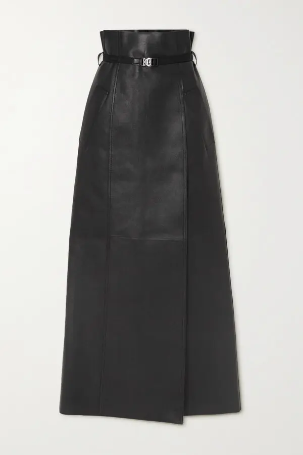Givenchy Belted Leather Maxi Skirt