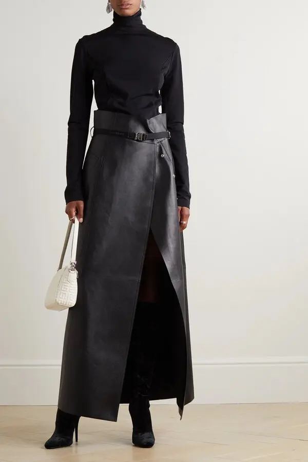 Givenchy Belted Leather Maxi Skirt