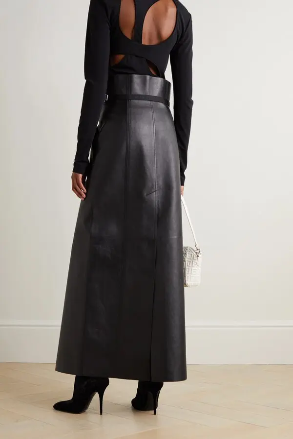 Givenchy Belted Leather Maxi Skirt