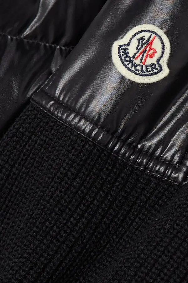 Moncler Ribbed Wool And Quilted Glossed-shell Down Jacket