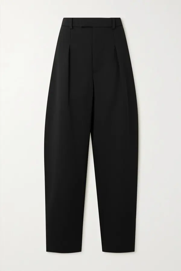 Wardrobe.NYC Hailey Bieber Pleated Wool Wide-leg Pants - Black