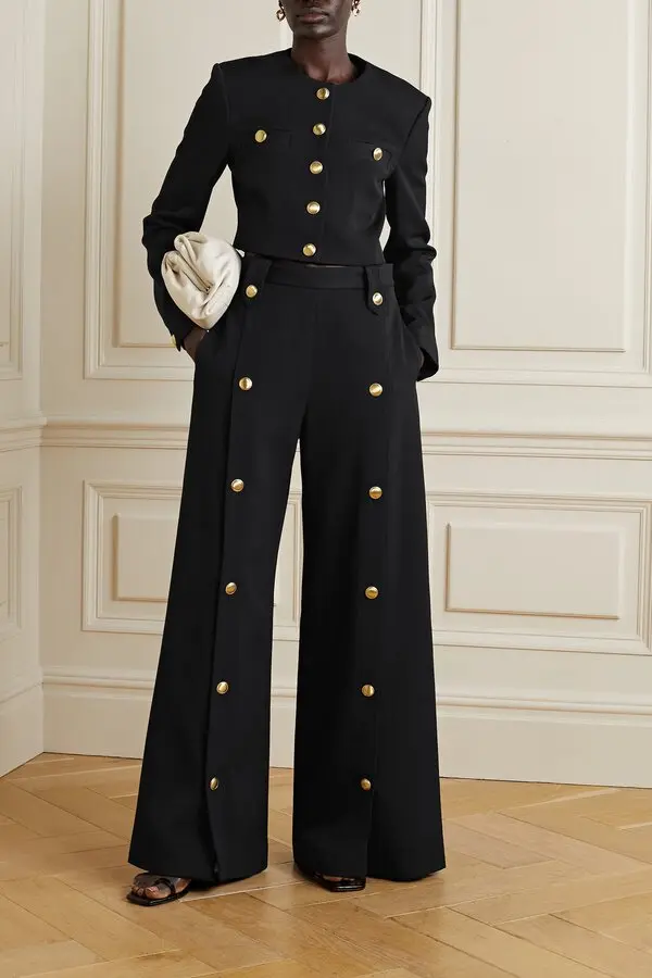 Rosetta Getty Wool-blend Twill Wide-leg Pants