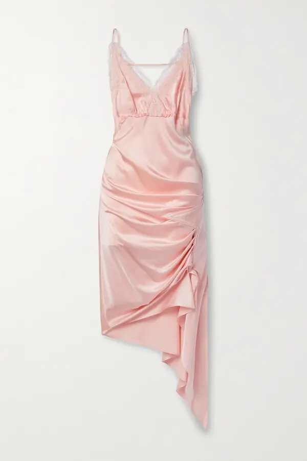 chinese dress ladies Asymmetric satin and lace mini dress