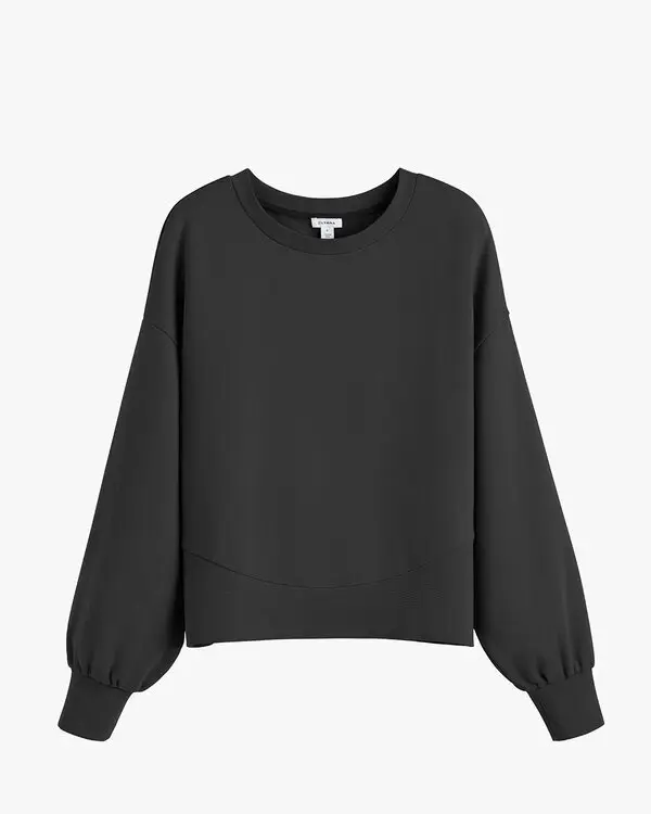Cuyana Terry Balloon Sleeve Sweatshirt - Black