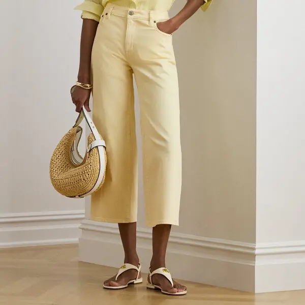 Ralph Lauren High-rise Wide-leg Cropped Jean - Light Sunfaded Yellow