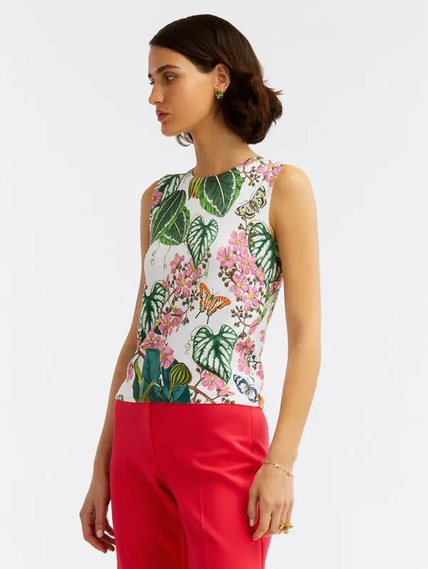 Oscar De La Renta Printed Tank - Ivory Multi